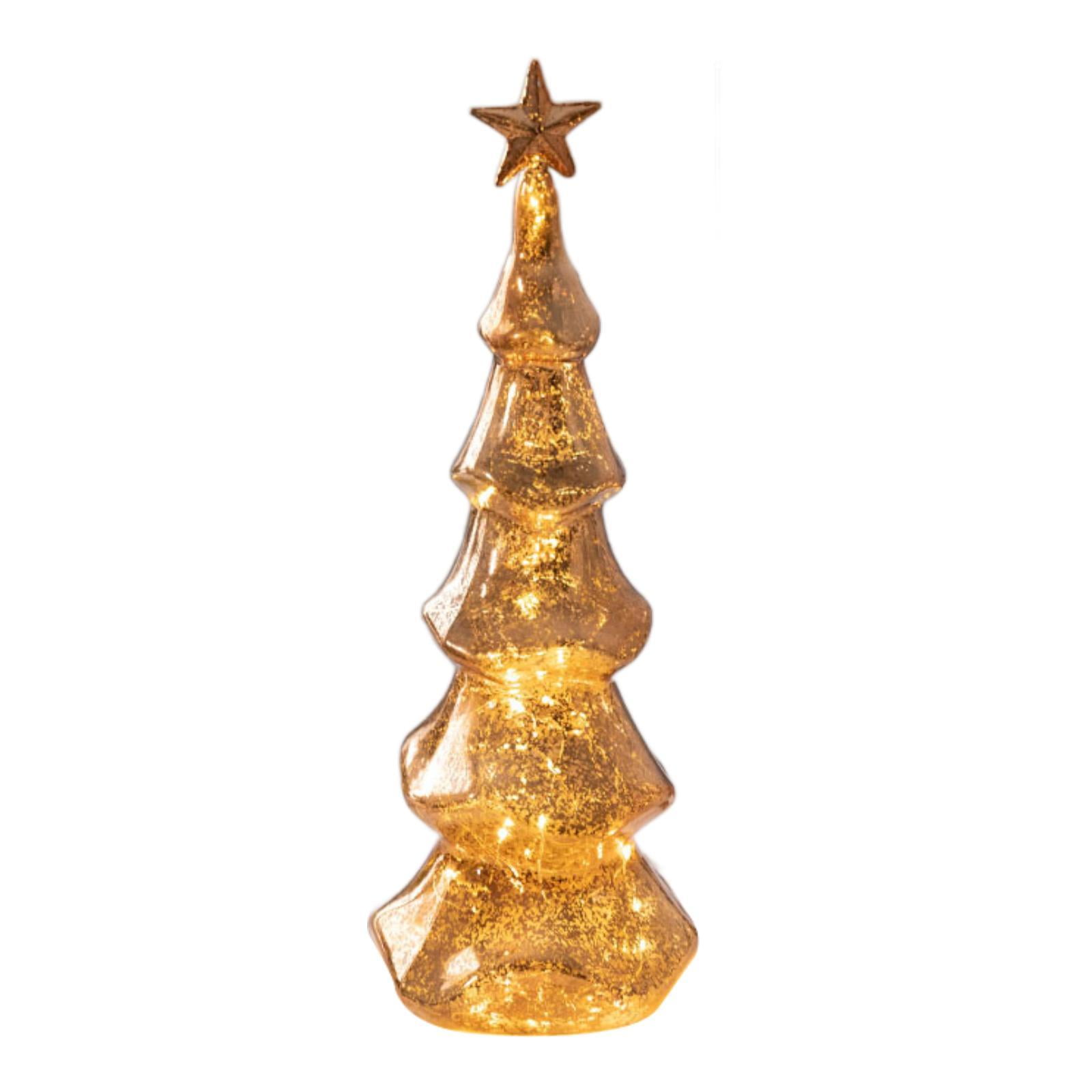 Aosekaa Glass Christmas Tree Figurine Light Christmas Decor Table ...