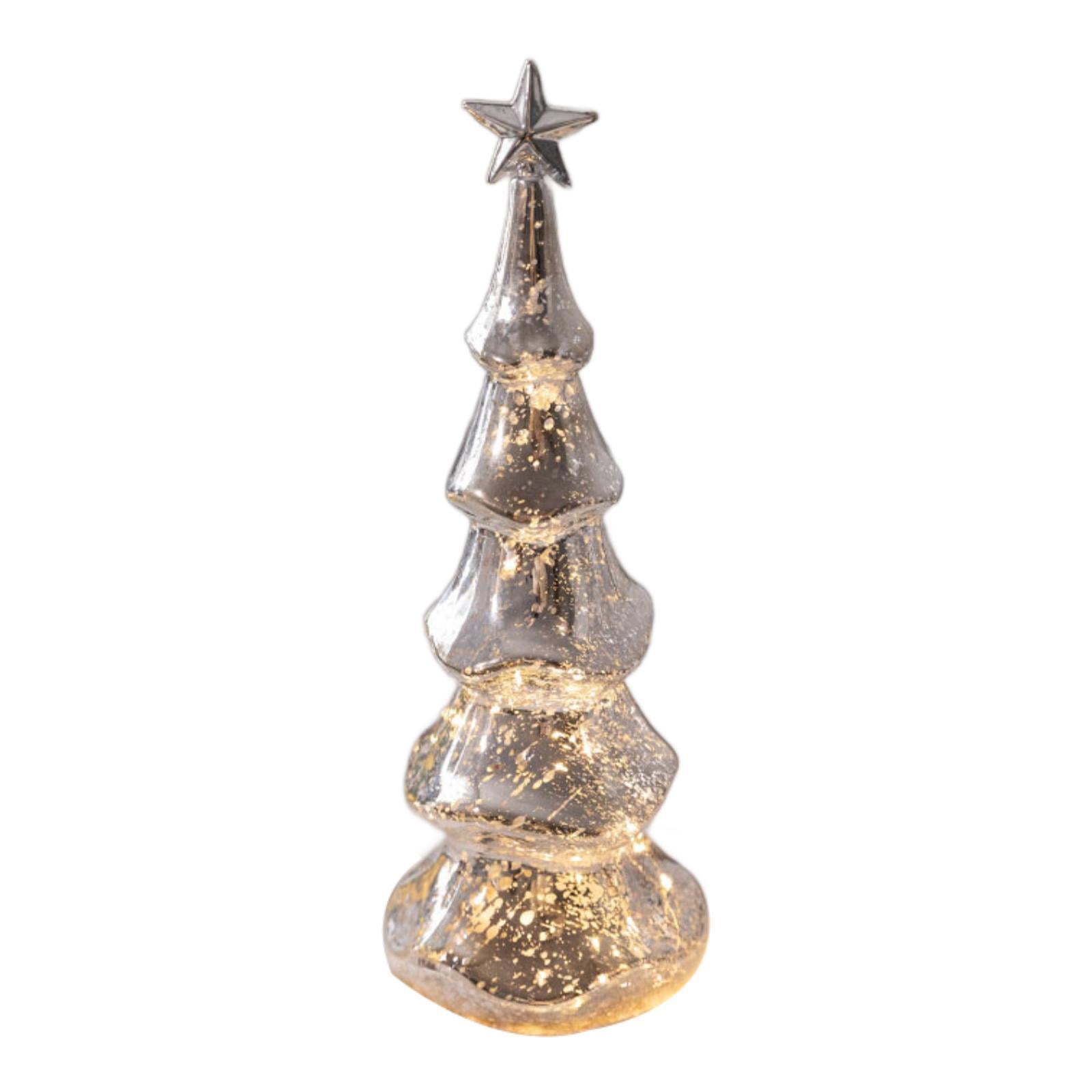 Aosekaa Glass Christmas Tree Figurine Light Christmas Decor Table ...