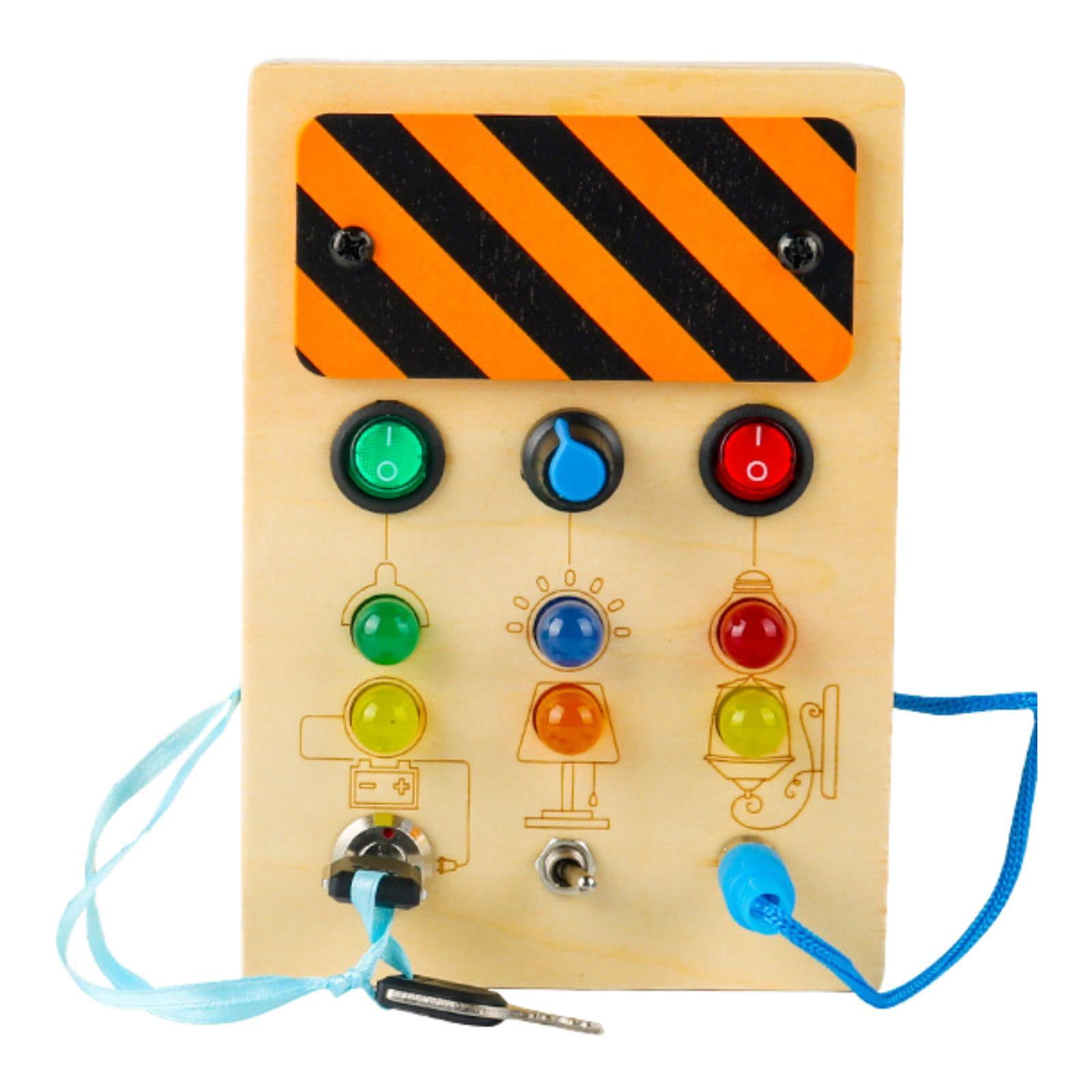 Aosekaa Montessori Wooden Busy Board with Led Lights,Switch Toy ...