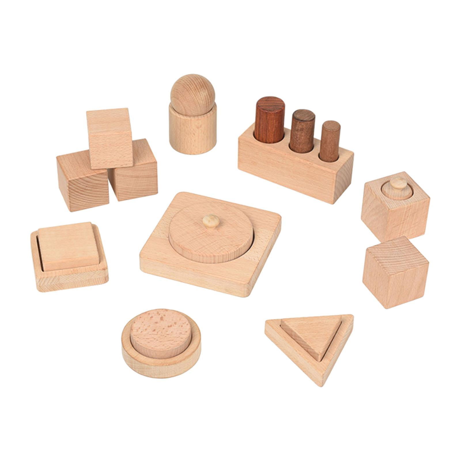Aosekaa Wooden Educational Shape Puzzles 3D Geometric Shapes Block for ...