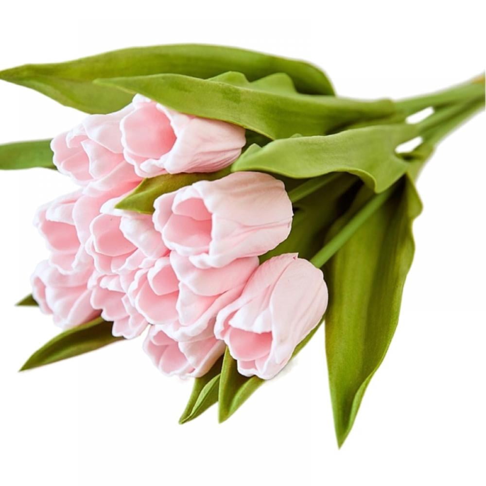 Aosijia 10 Pcs Tulips Artificial Flowers Fake Tulip Stems Real Touch ...