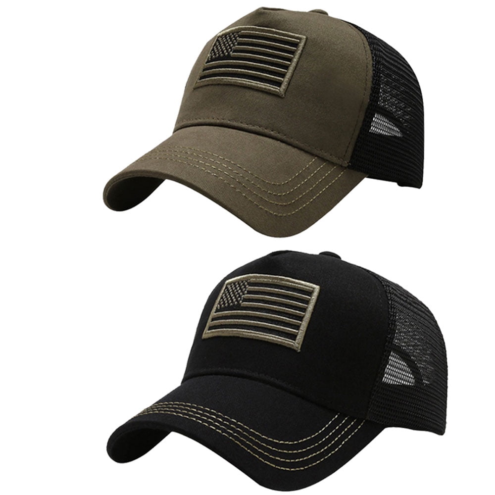 Aosijia 2 Pack American Flag Hat Men Women Adjustable USA Baseball Cap ...