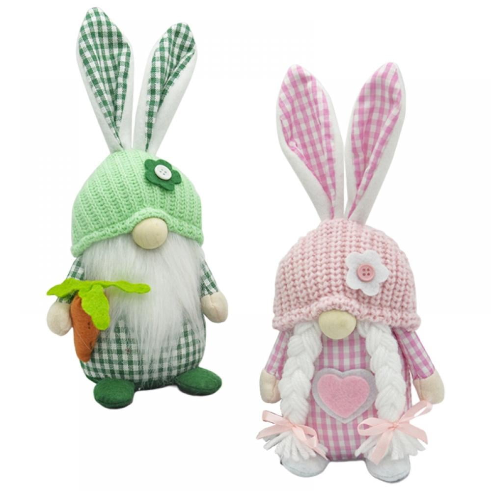 Aosijia 2 Pack Easter Bunny Gnomes Plush Decorations Spring Rabbit ...