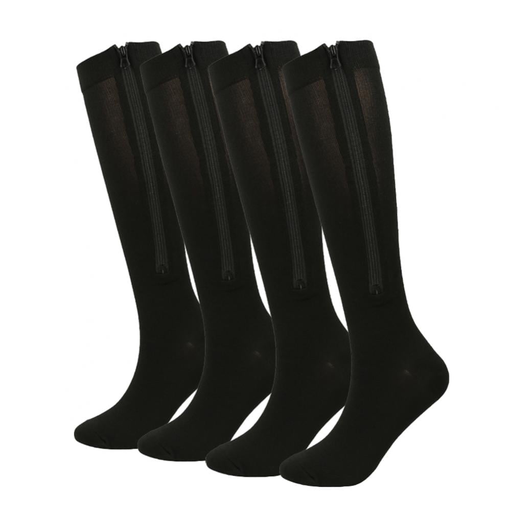 Aosijia 2 Pack Zipper Compression Socks Knee High Compression Socks for ...