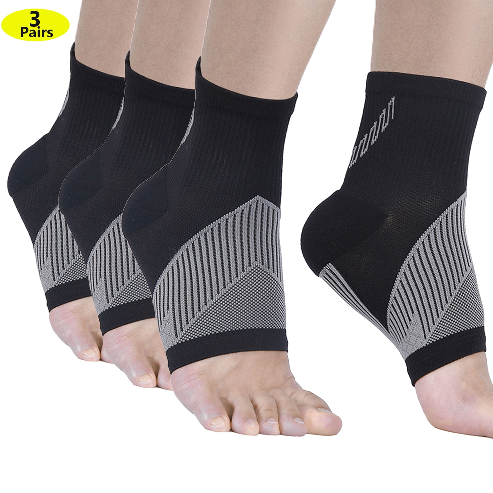 Aosijia 3 Pack Ankle Compression Socks, Plantar Fasciitis Socks, Ankle ...