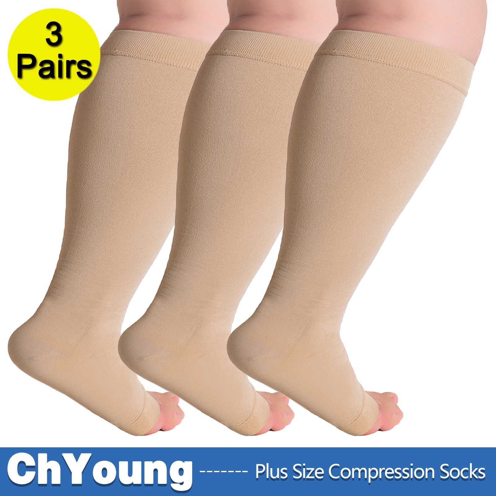 Aosijia (3 Pack) Big and Tall Compression Socks for Women and Men 20 ...