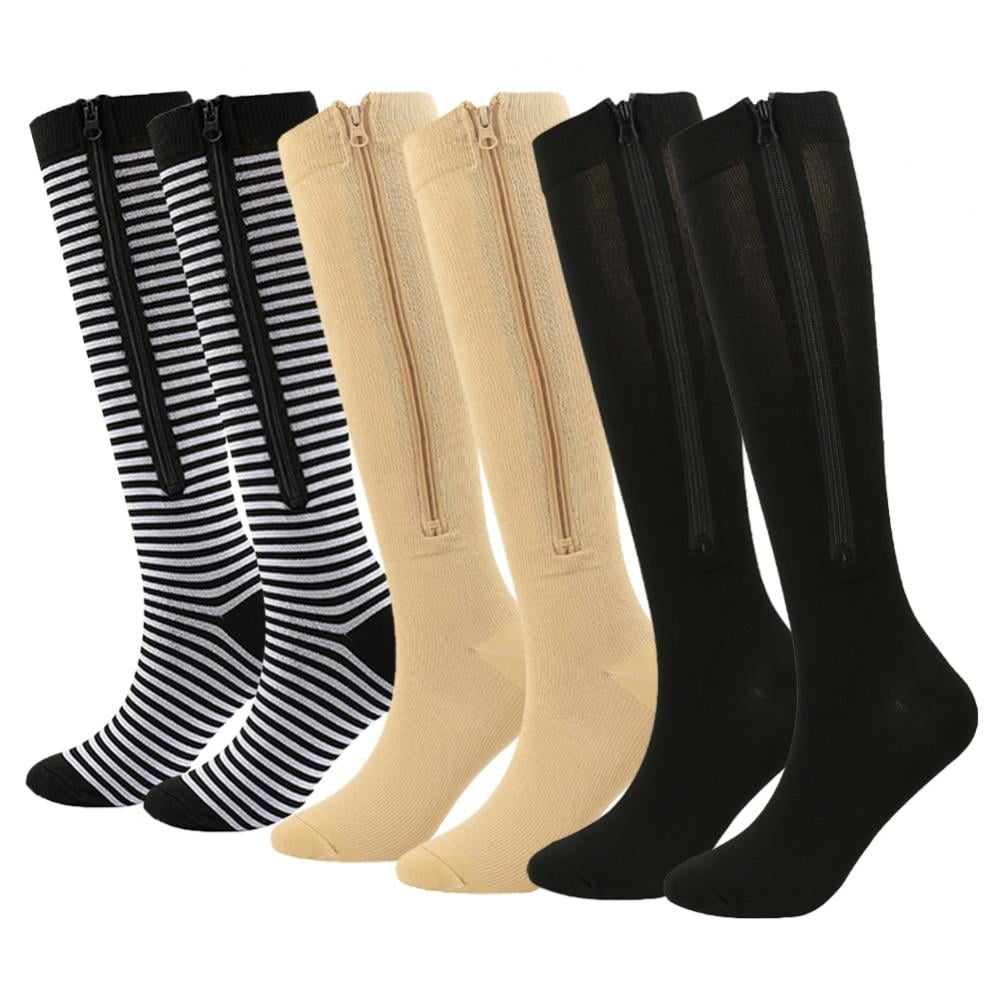 Aosijia 3 Pairs Zipper Compression Socks Men Women Closed Toe ...