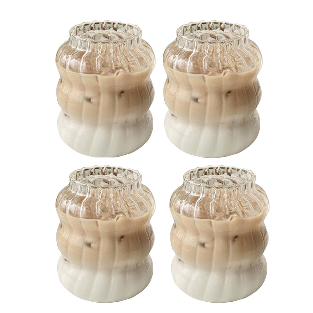 Aosijia 4 Pack Glass Cups 22 Oz Cute Ripple Shaped Vintage Drinking ...