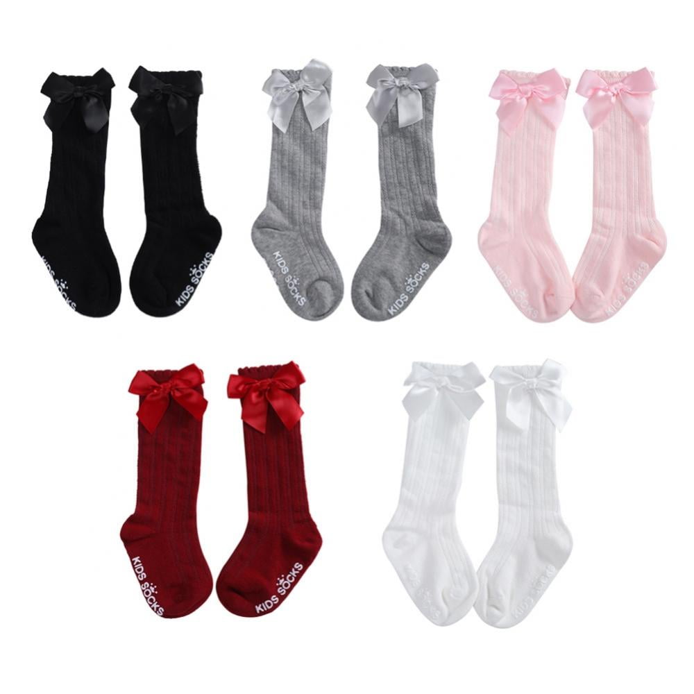 Aosijia 5 Pairs Baby Knee High Socks Newborn Infants Long Cotton Socks ...