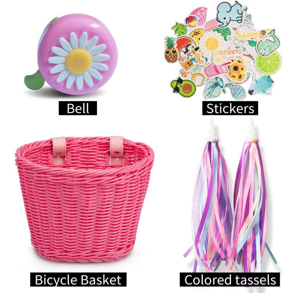 Aosijia Bicycle Basket Streamers Set, Children's Bike Handlebar Wicker ...