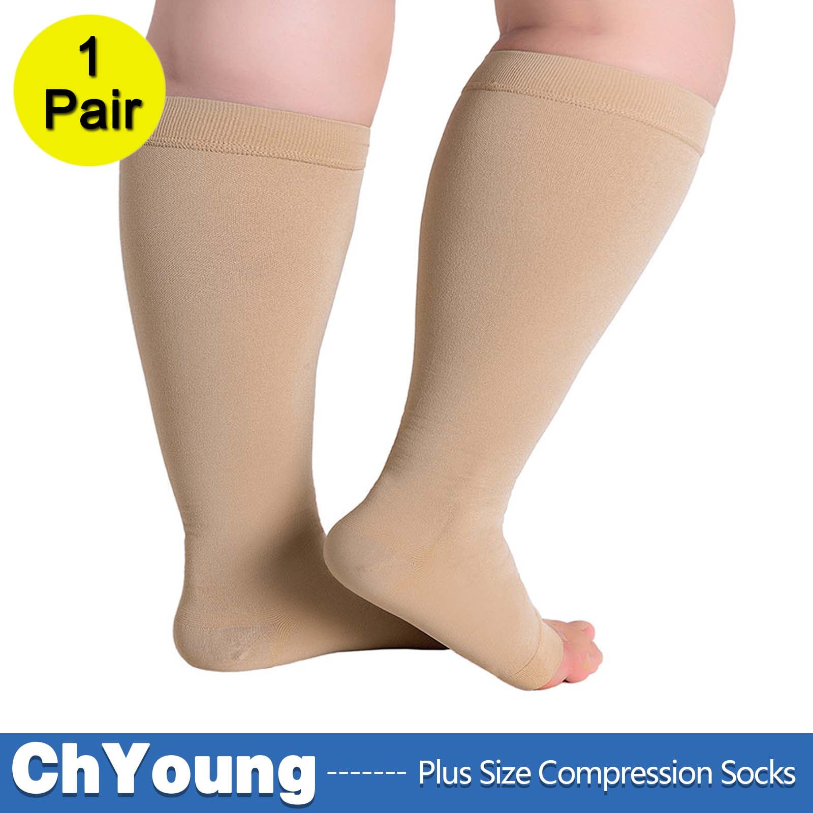 Aosijia Big and Tall Compression Socks for Women and Men 20-30mmHg Open ...