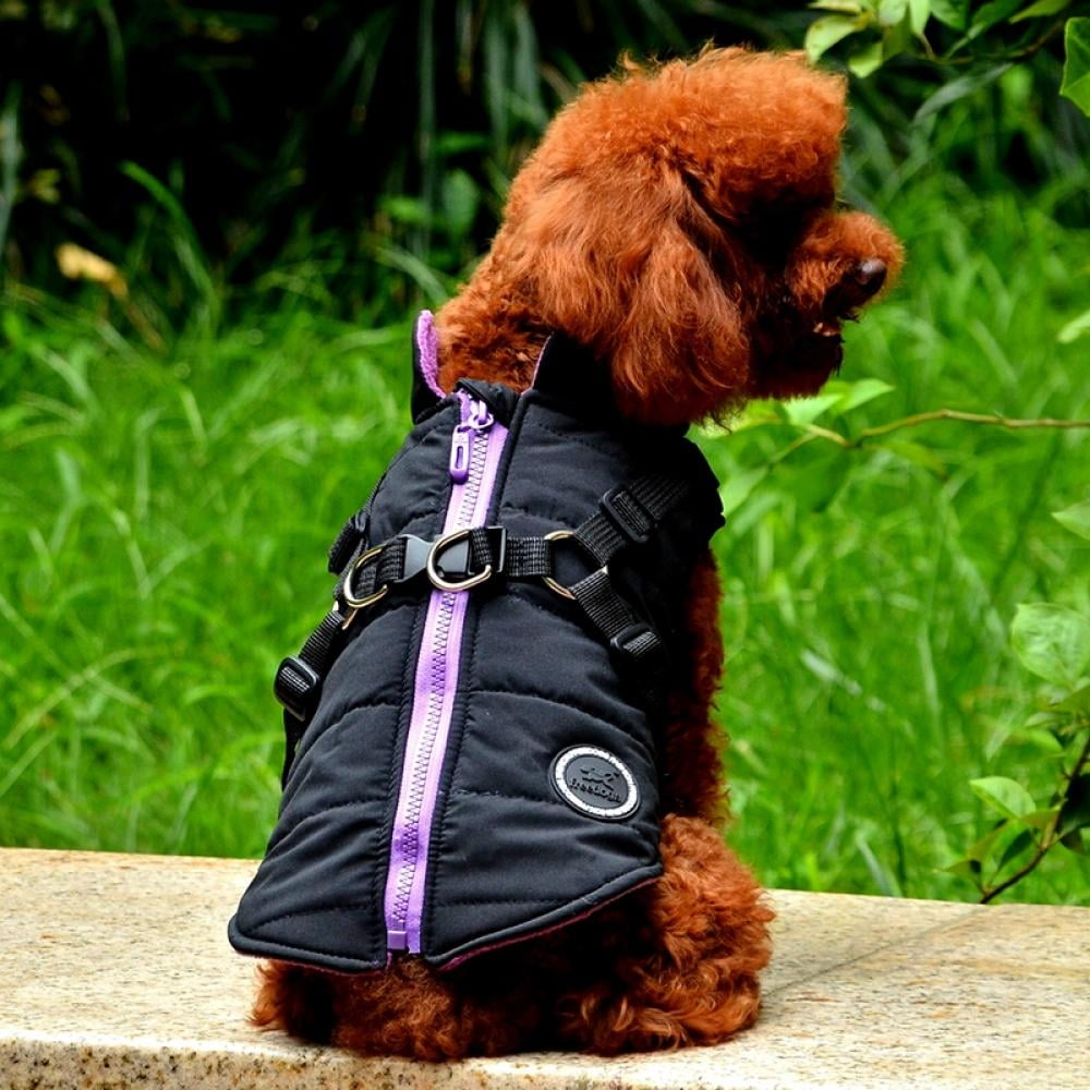 Aosijia Dog Coat with Harness Winter Dog Fleece Jacket Zipper Puppy ...