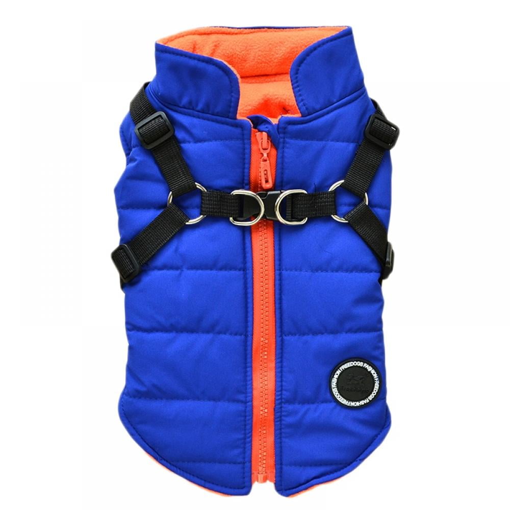 Aosijia Dog Coat with Harness Winter Dog Fleece Jacket Zipper Puppy ...