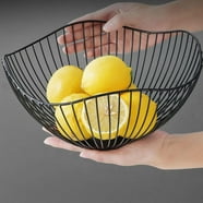 Wire Fruit Basket Black Fruit Bowl for Kitchen Counter Wave Fruit ...
