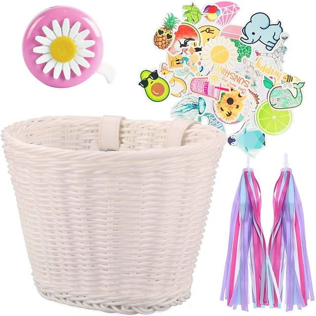 Aosijia Kids Bike Basket Set: Toddler's Woven Wicker Bicycle ...