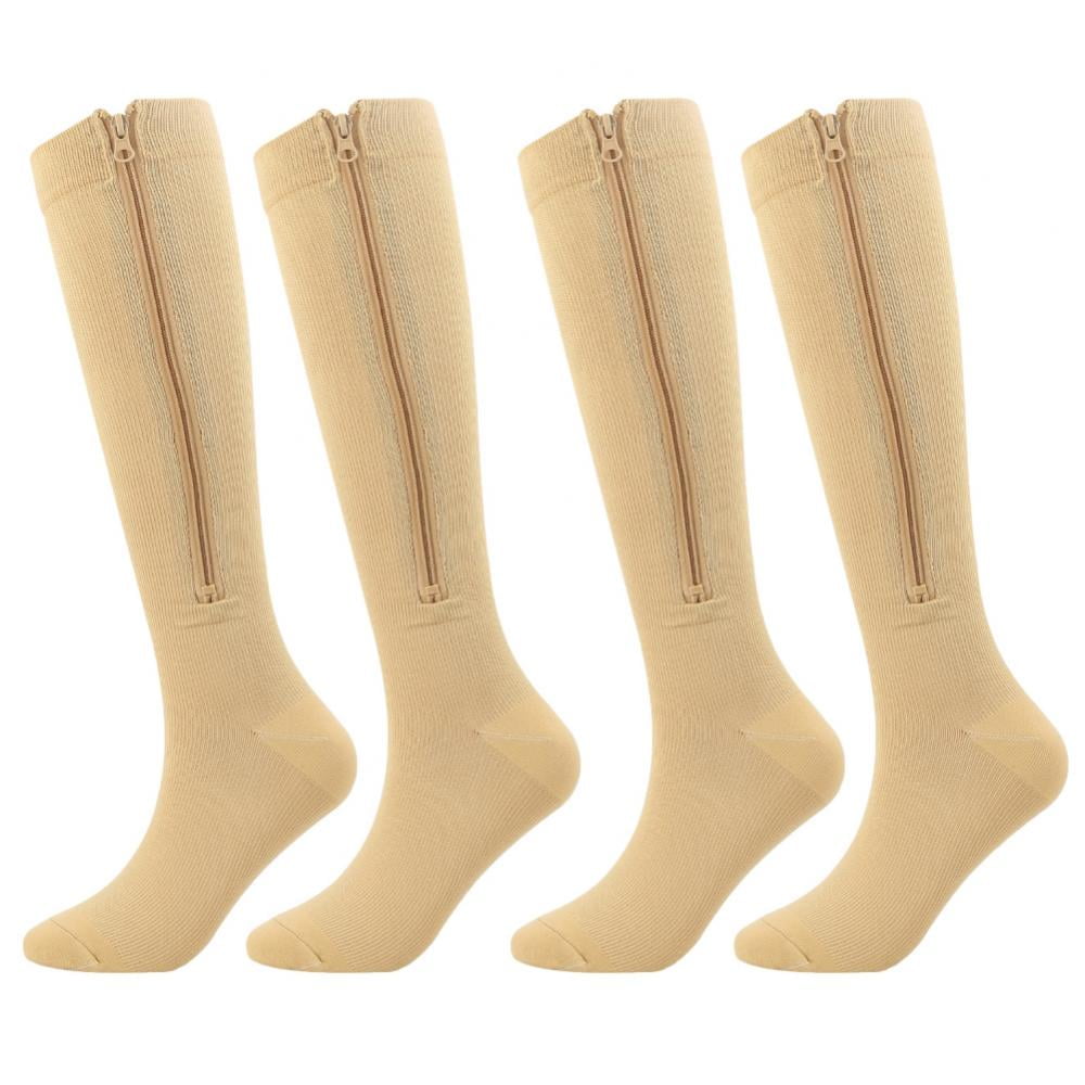 Aosijia Men Women Zipper Compression Socks 2 Pairs Zip Up Circulation ...