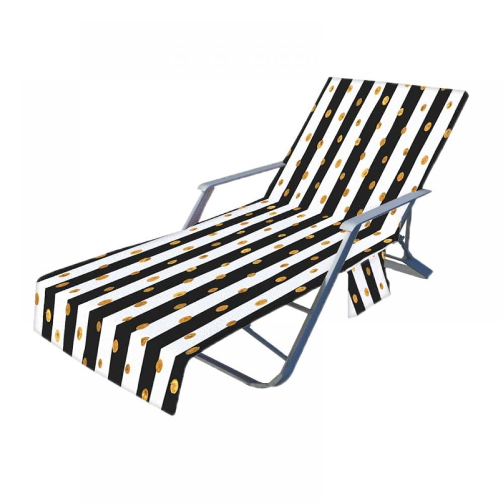 Aosijia Pool Chair Cover with Pockets Striped Portable Beach Chair ...