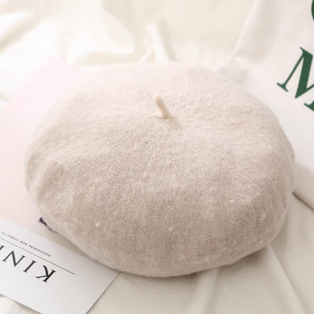 Aosijia Women Berets Hat Outdoor Winter Beanie Hats Solid Color Beret ...