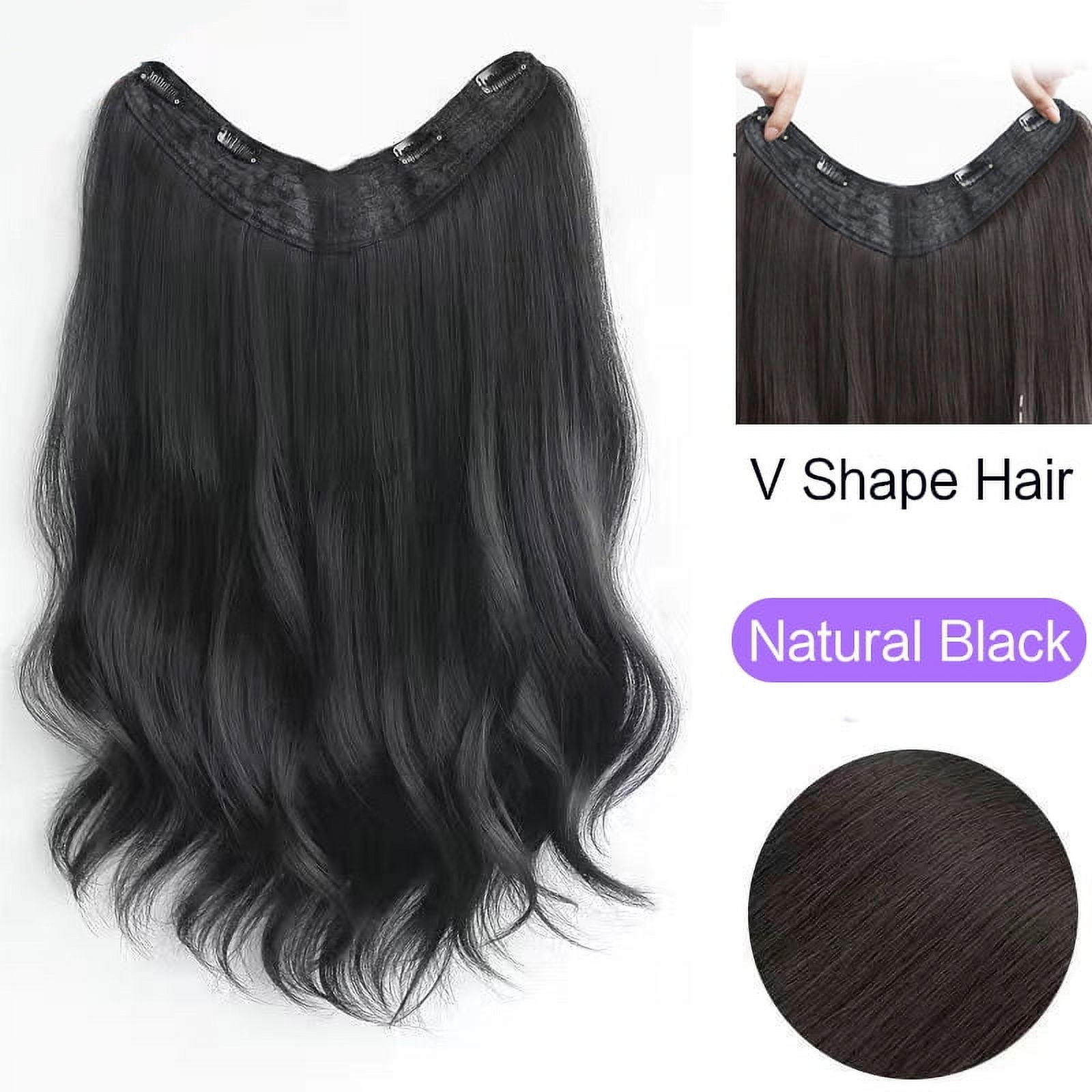 Aosiwig Synthetic Long Hair Extension Clip In Hair One Piece V-shaped ...