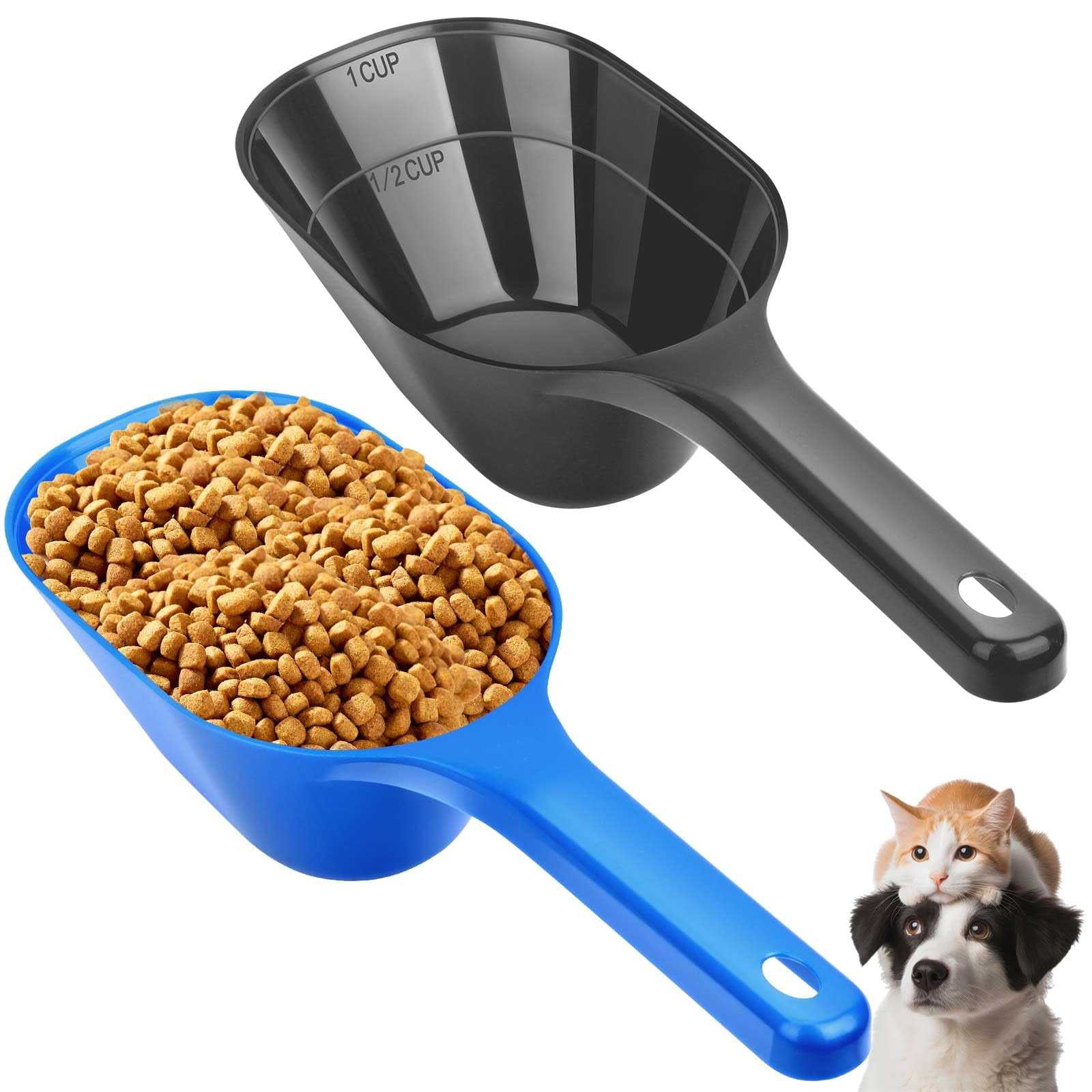 Aosnare 2 Pack Dog TGF4 Food Scoop, 1 Cup Pet Food Scoop With Measuring ...