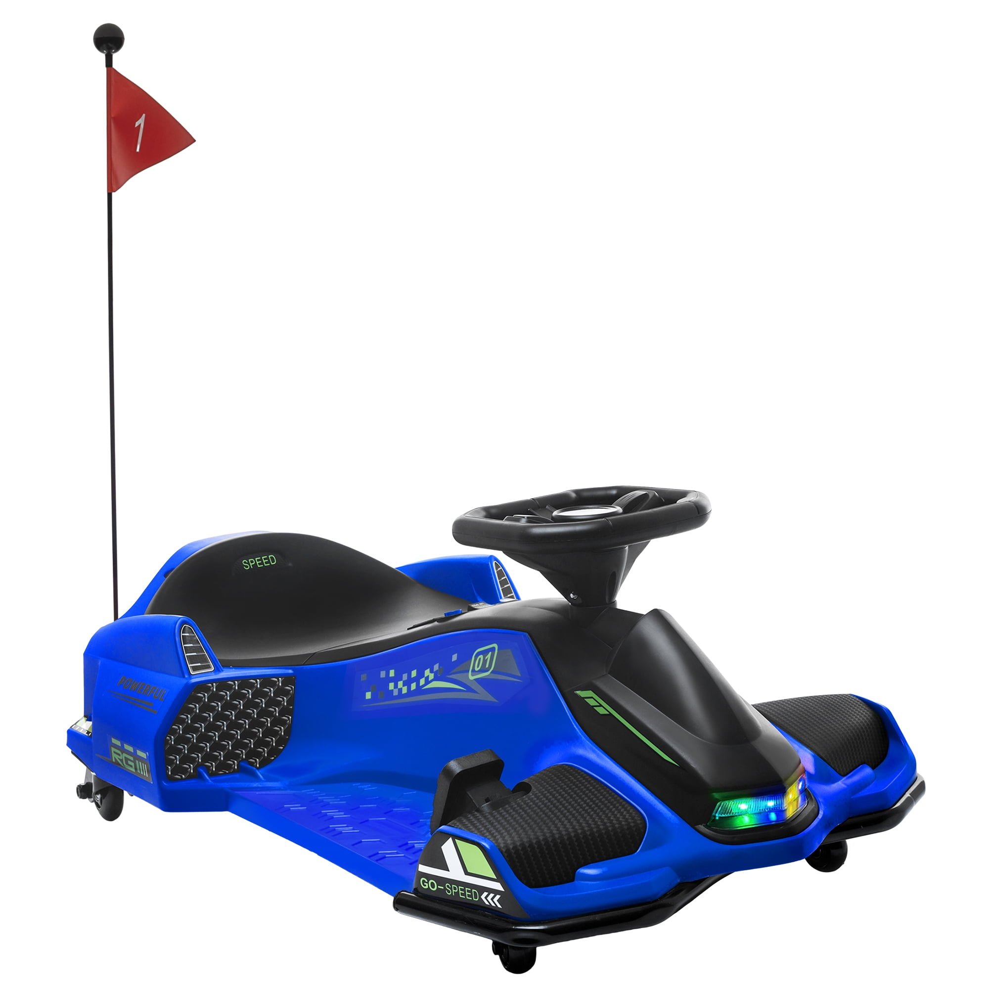 Aosom 12V Electric Go Kart, Blue, for 8 - 12 Years Old with Drifting ...