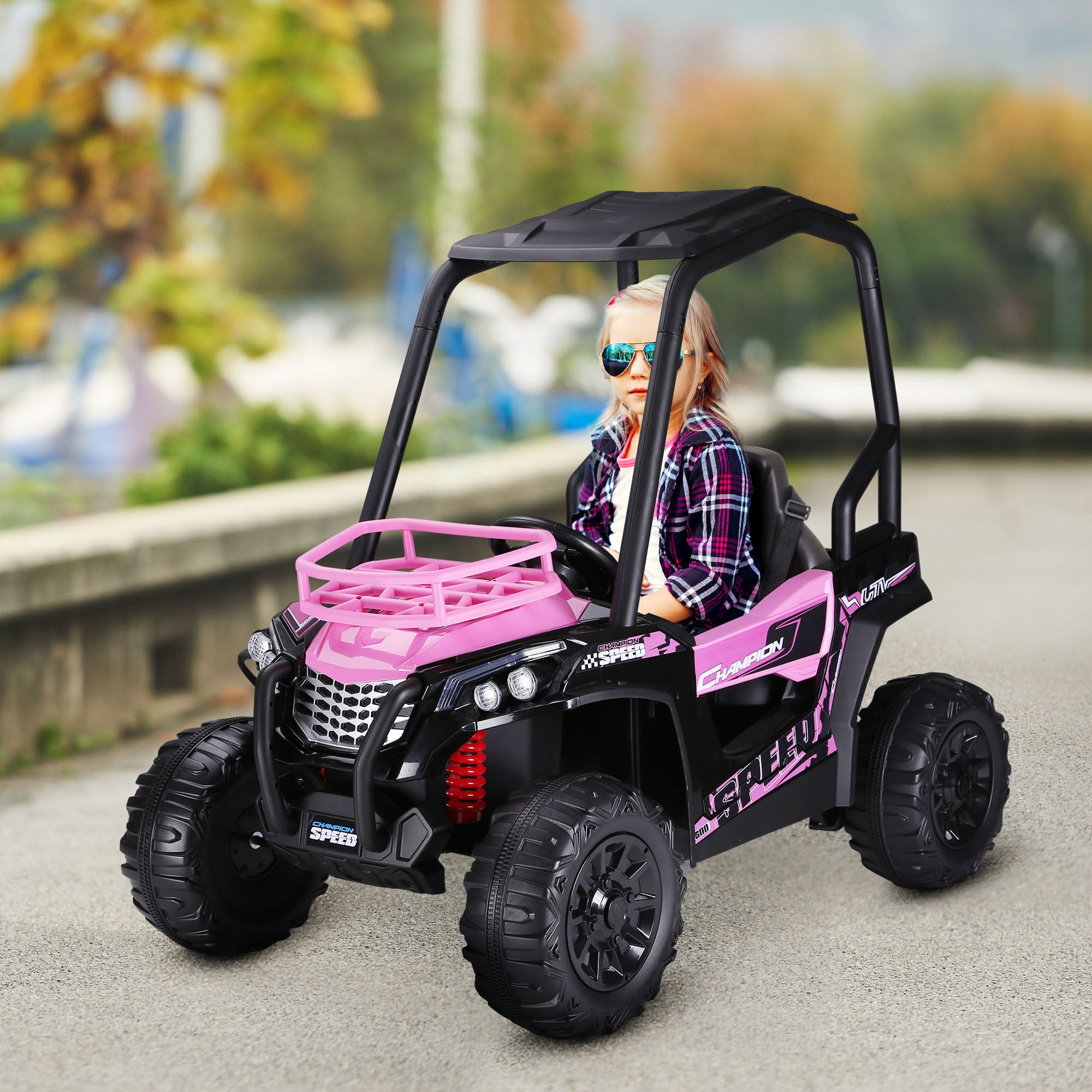 Aosom 12V Kids UTV, Battery Powered Electric Ride on Car with Music ...