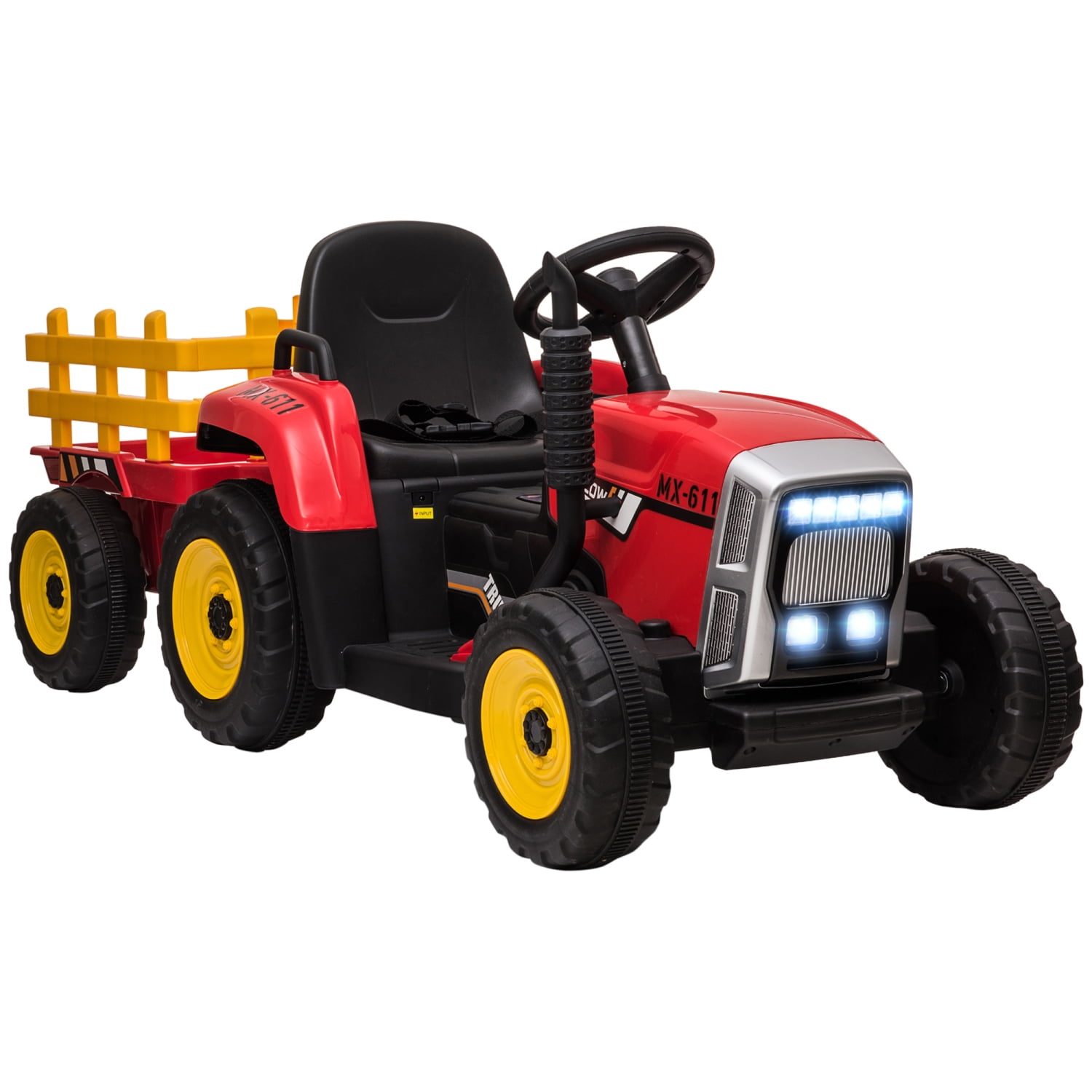 Aosom 12V Ride-On Tractor Dual Motors Battery-Powered Remote Control ...
