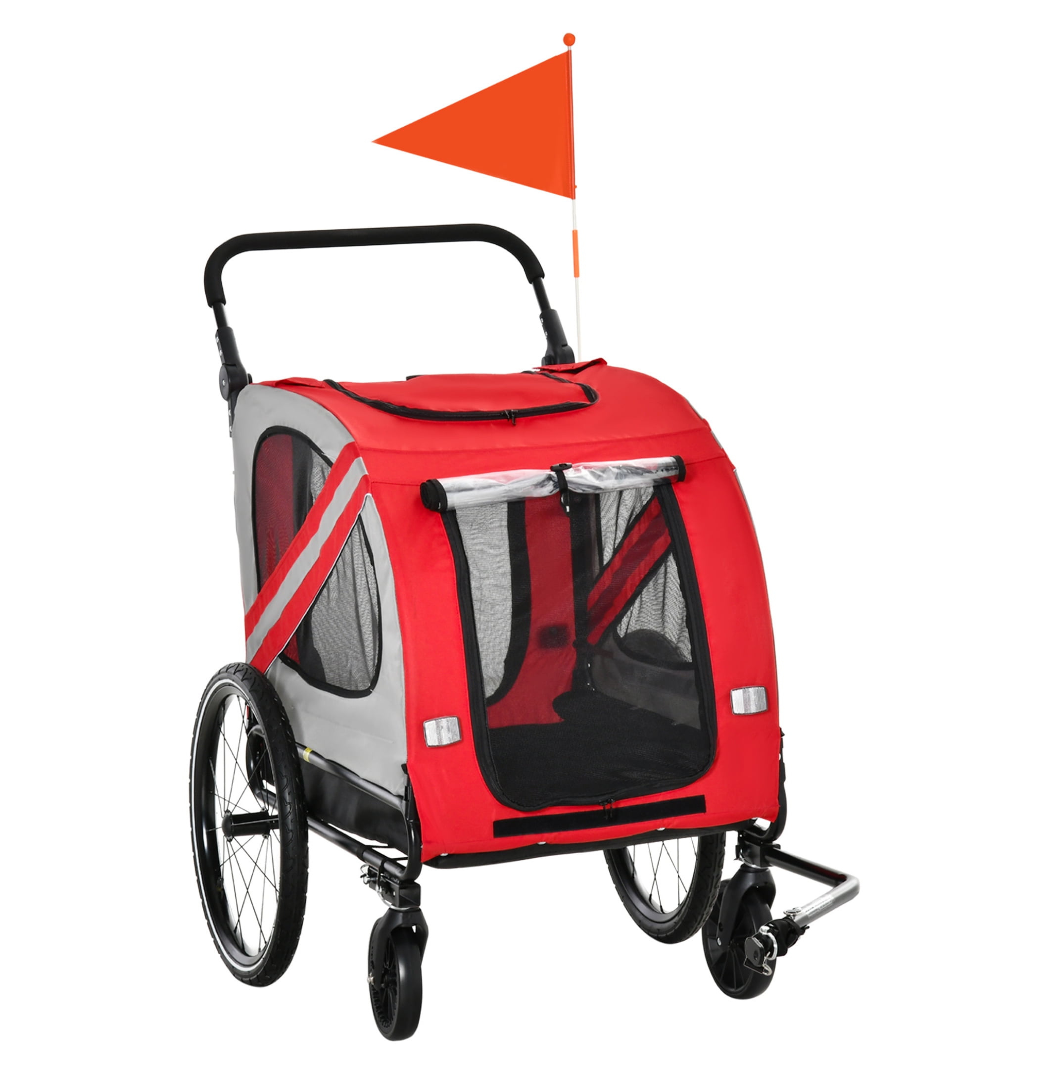 Aosom 2-in-1 Pet Bike Trailer for Small Dogs, Road-Visibility Bicycle Stroller, Weather-Strong ...