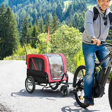 vidaXL Large Pet Pull Behind Foldable Dog Bike Trailer, Bicycle Carrier ...