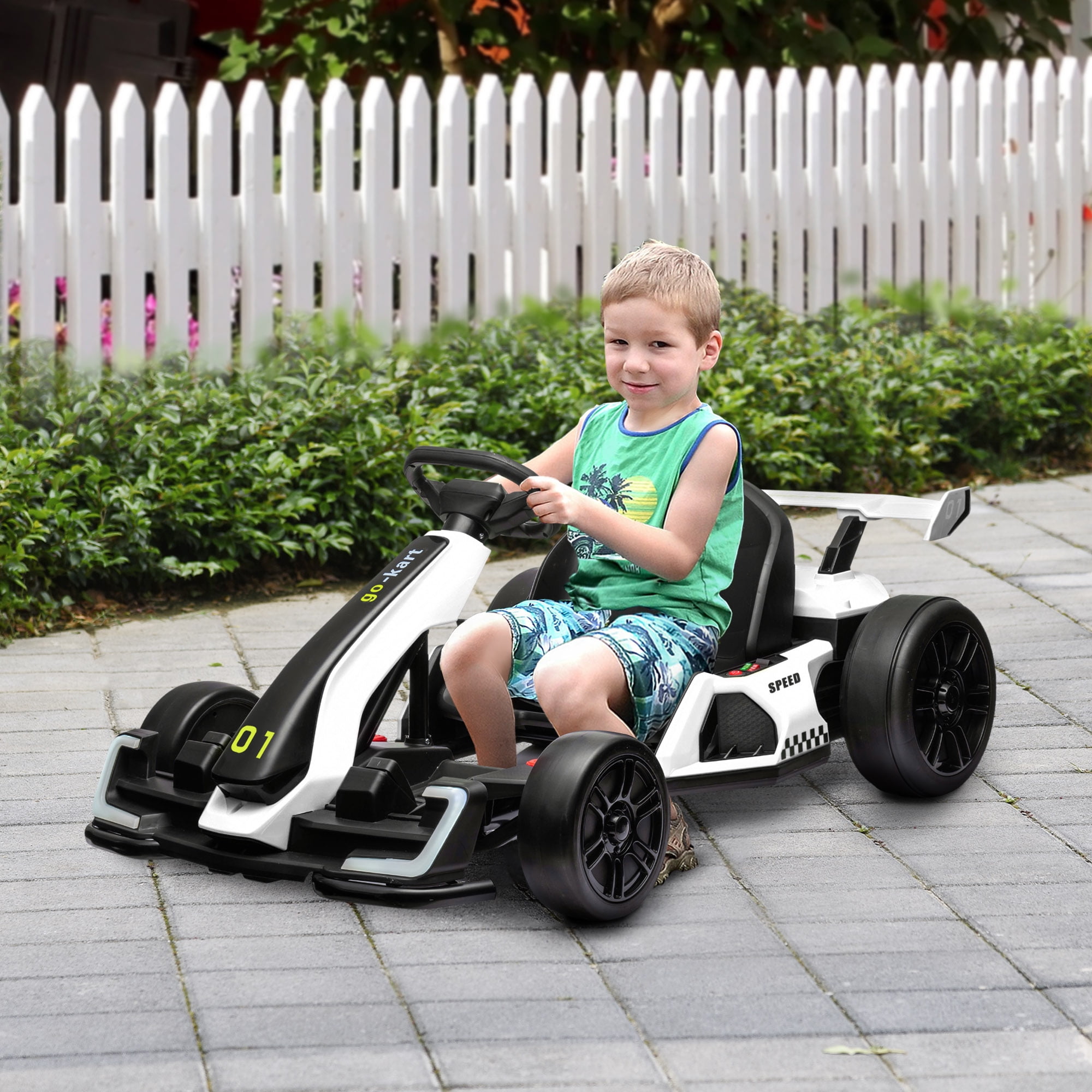 Aosom 24V 7.5 MPH Electric Go Kart with Adjustable Seat, Slow Start ...