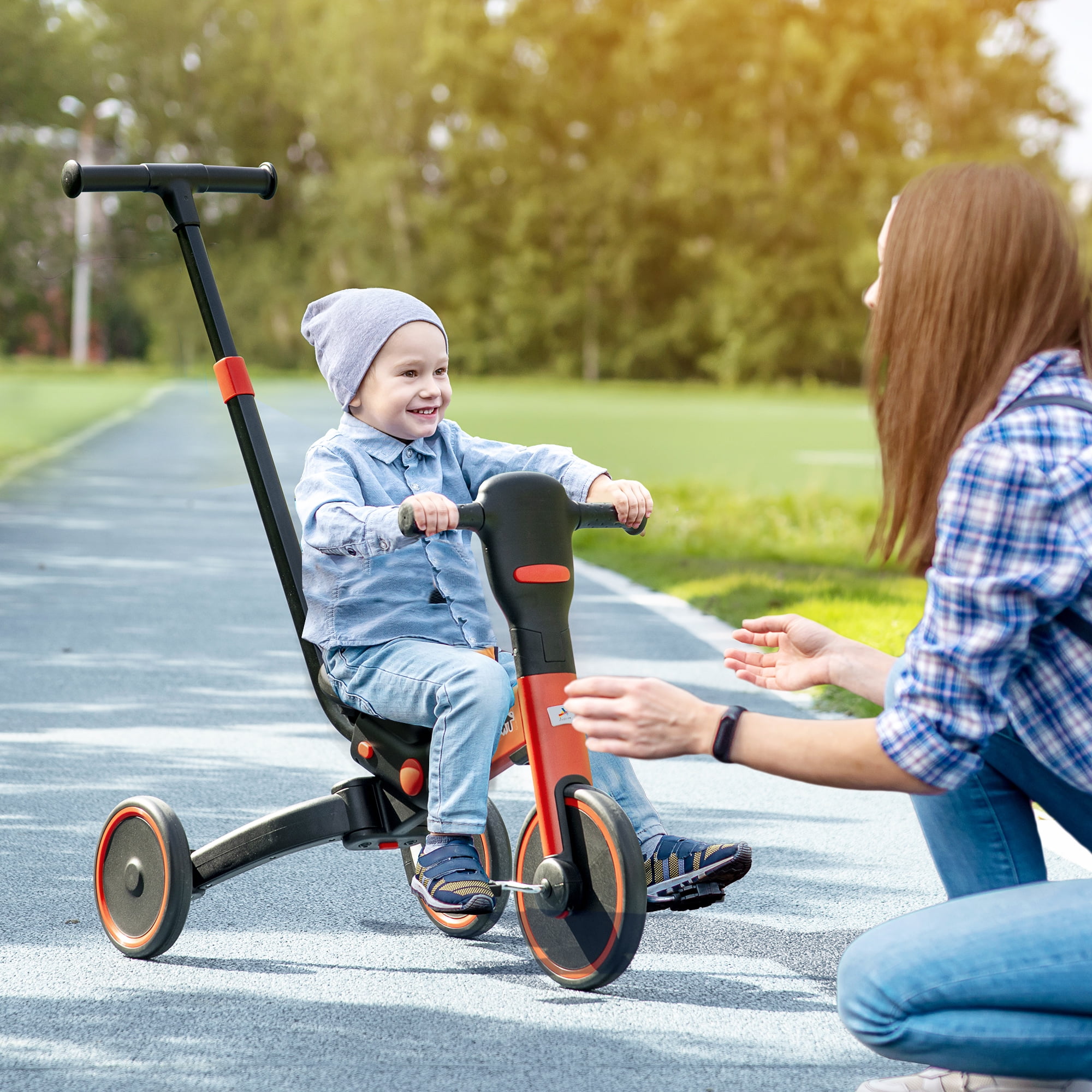 Aosom 4-in-1 Toddler Tricycle, Adjustable Balance Bike, Kids Bike, Baby ...
