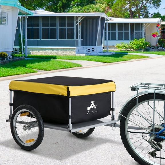 Bicycle Cargo Trailer, Yellow, Two-Wheel Bike Luggage Wagon with Removable Cover - Walmart.com