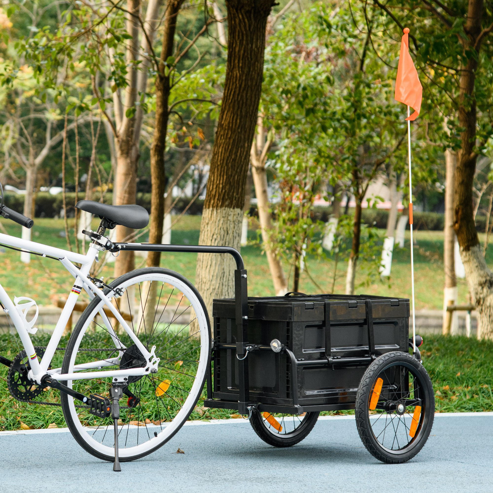 Aosom Bike Trailer Bicycle Cargo Trailer Wagon with Removable Storage ...