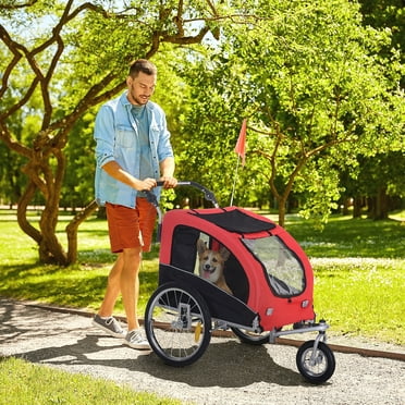 vidaXL Large Pet Pull Behind Foldable Dog Bike Trailer, Bicycle Carrier Buggy Cart - Walmart.com