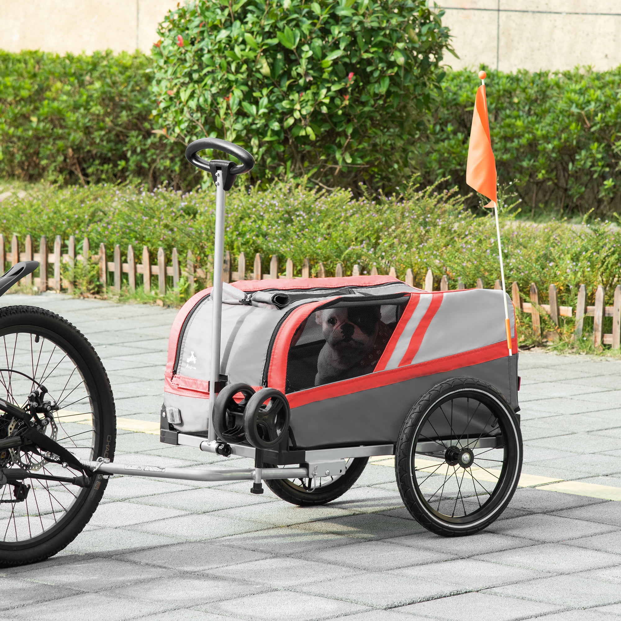 Aosom Dog Bike Trailer 2-in-1 Travel Dog Stroller, Bike Cargo Trailer, Small Pet Bicycle Cart ...