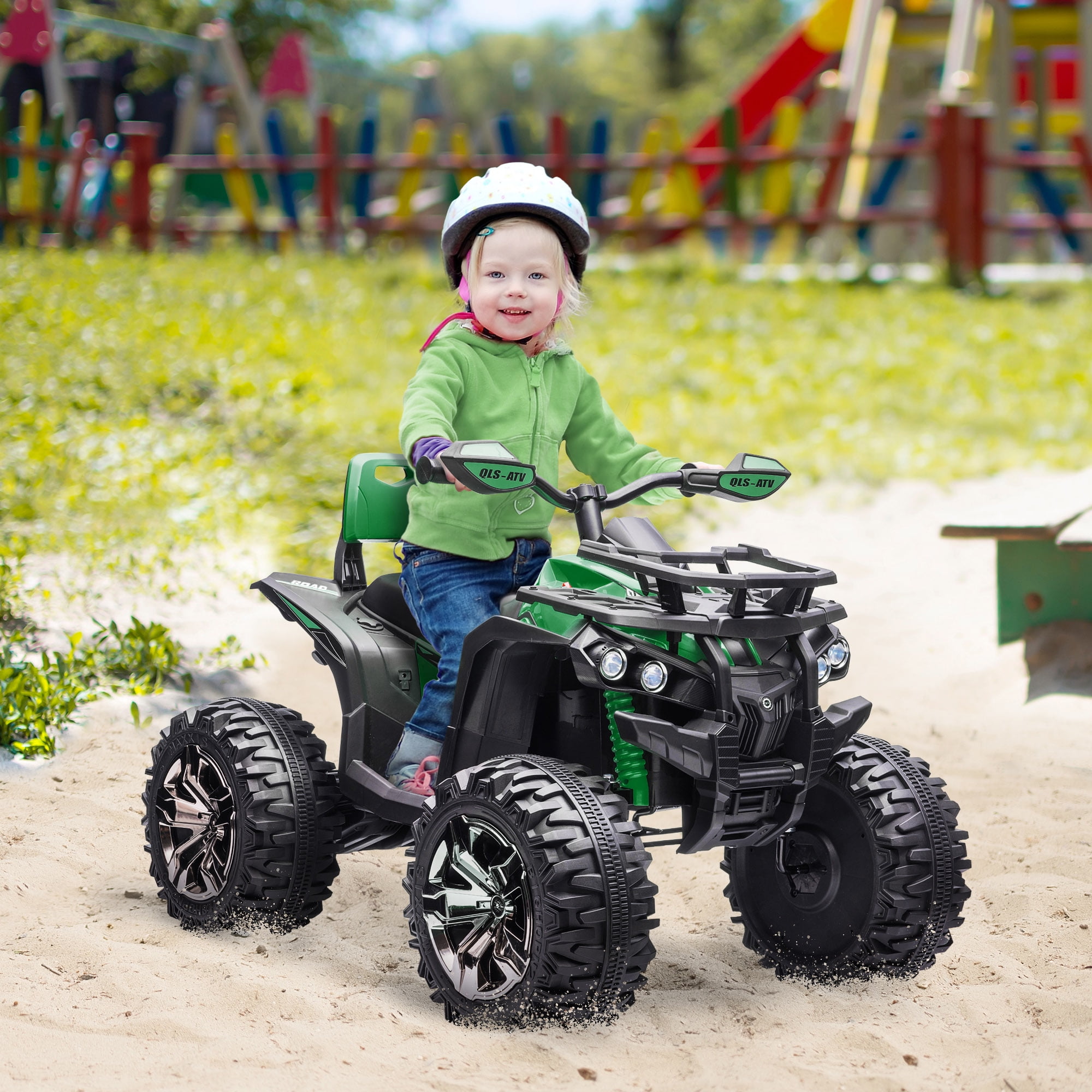 Aosom 12V Electric Kids Ride-on ATV Four-Wheeler with Headlights, Music ...