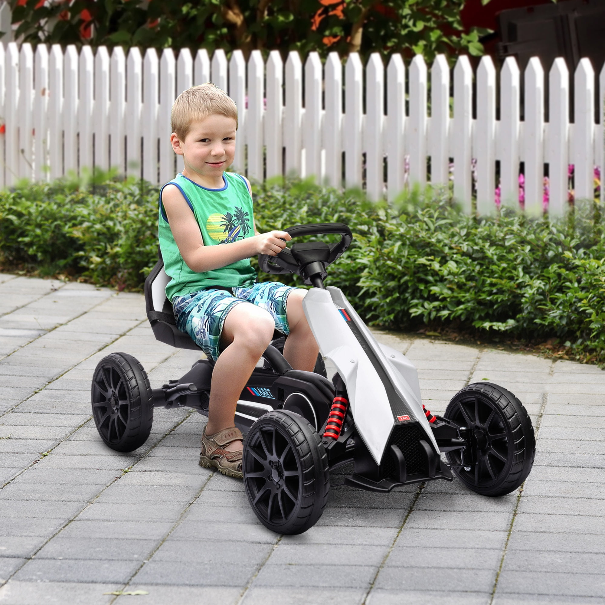 Aosom Kids Pedal Powered Go Kart Car W/ Adjustable Seat & Swing Axle ...
