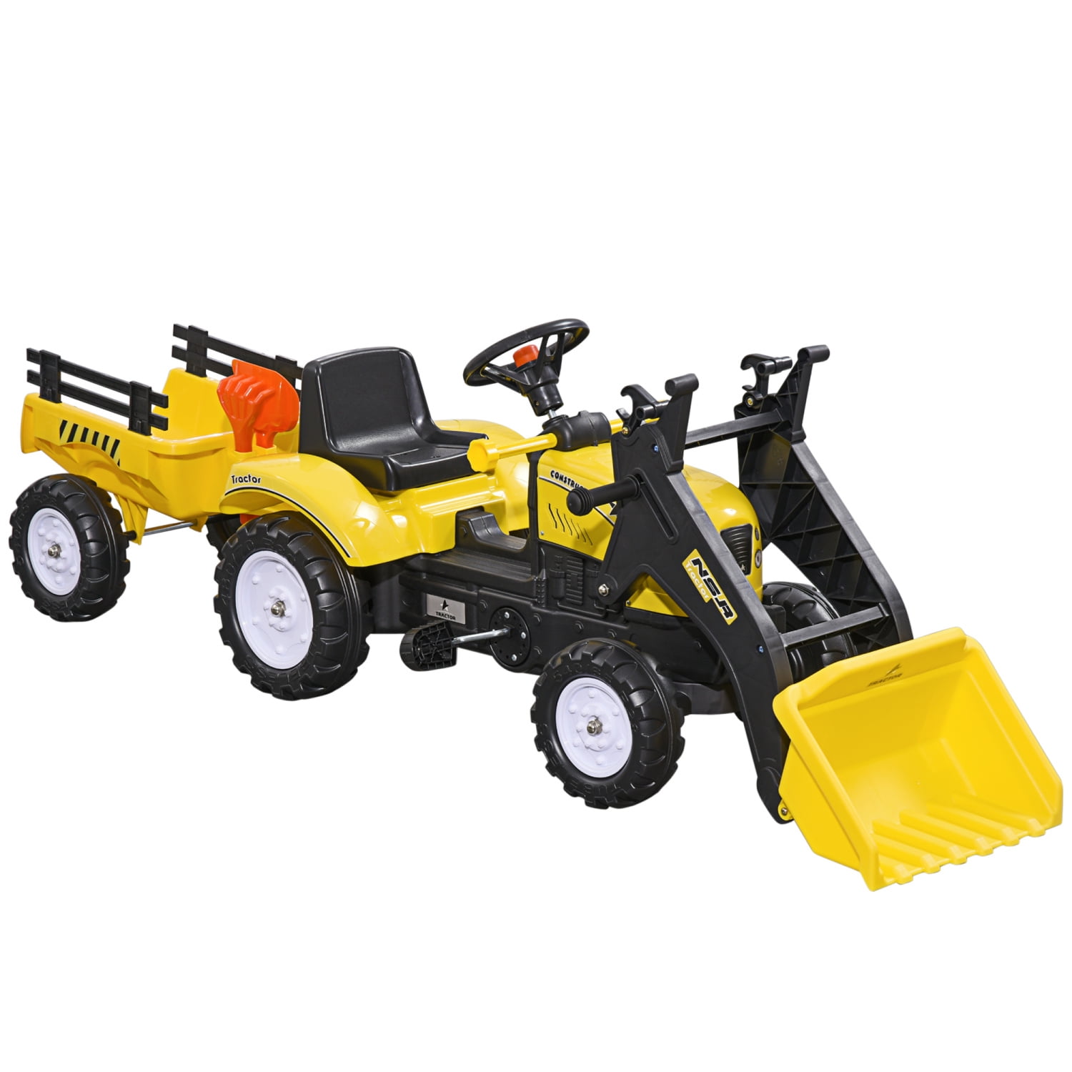 Aosom Ride-On Excavator Pedal Car Bulldozer Move Forward/Back with Real ...