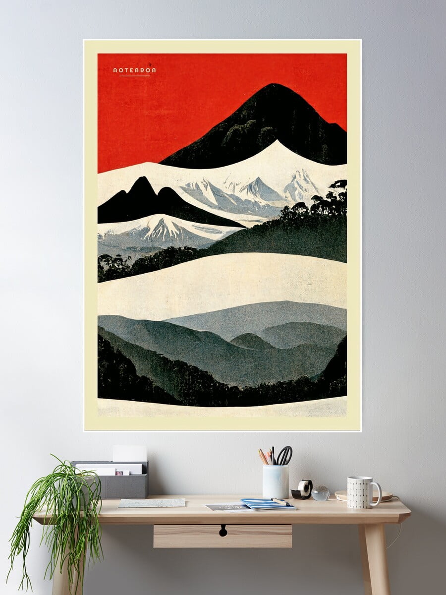 Aotearoa Vintage Inspired Poster Design (Mountain Forest) Art Board ...