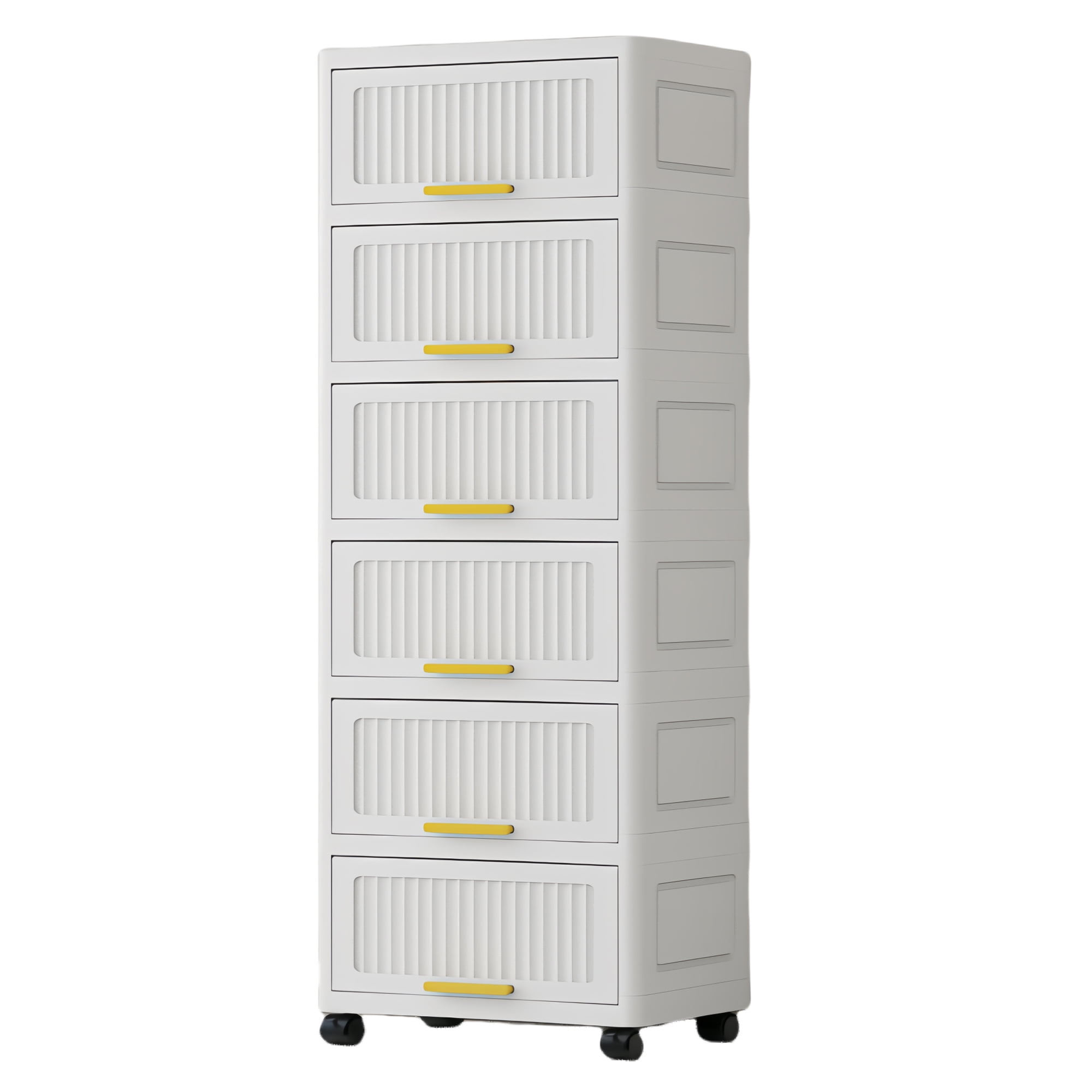 Aoteuk 4 Tier Flip Open Storage Box With Wheels, Tall Dresser, Plastic ...