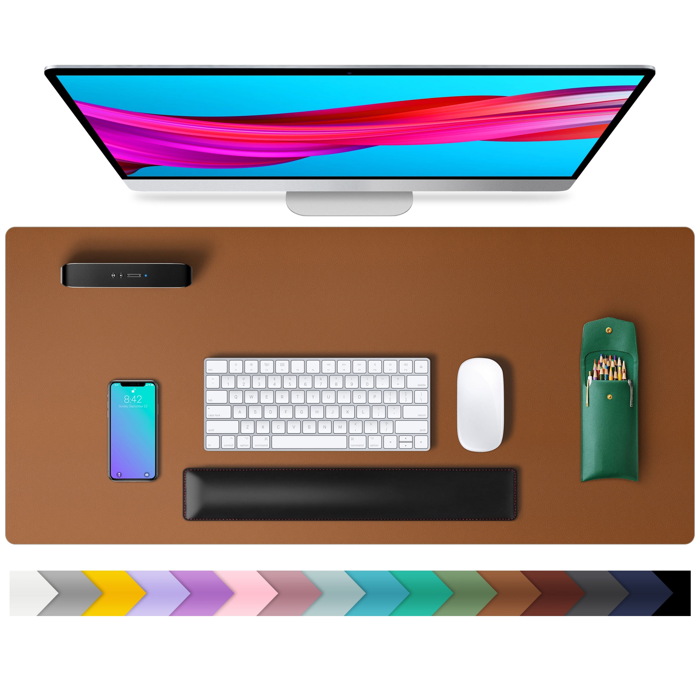 Aothia Leather Desk Pad Protector ,Mouse Pad,Office Desk Mat, Non-Slip ...