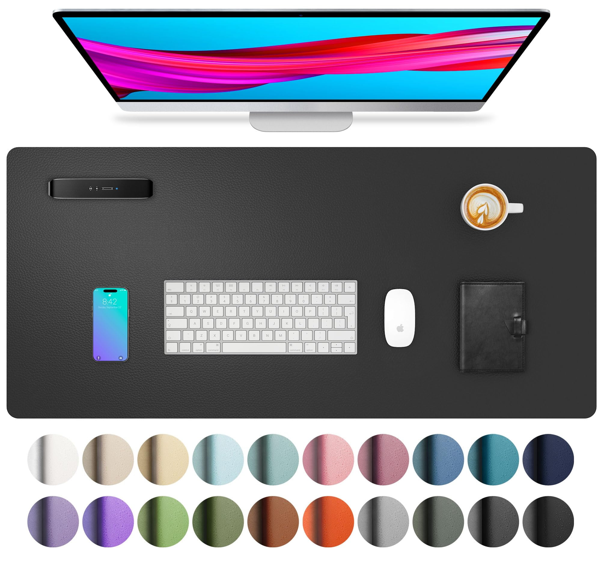Aothia Leather Desk Pad Protector,Mouse Pad,Office Desk Mat, Non-Slip ...