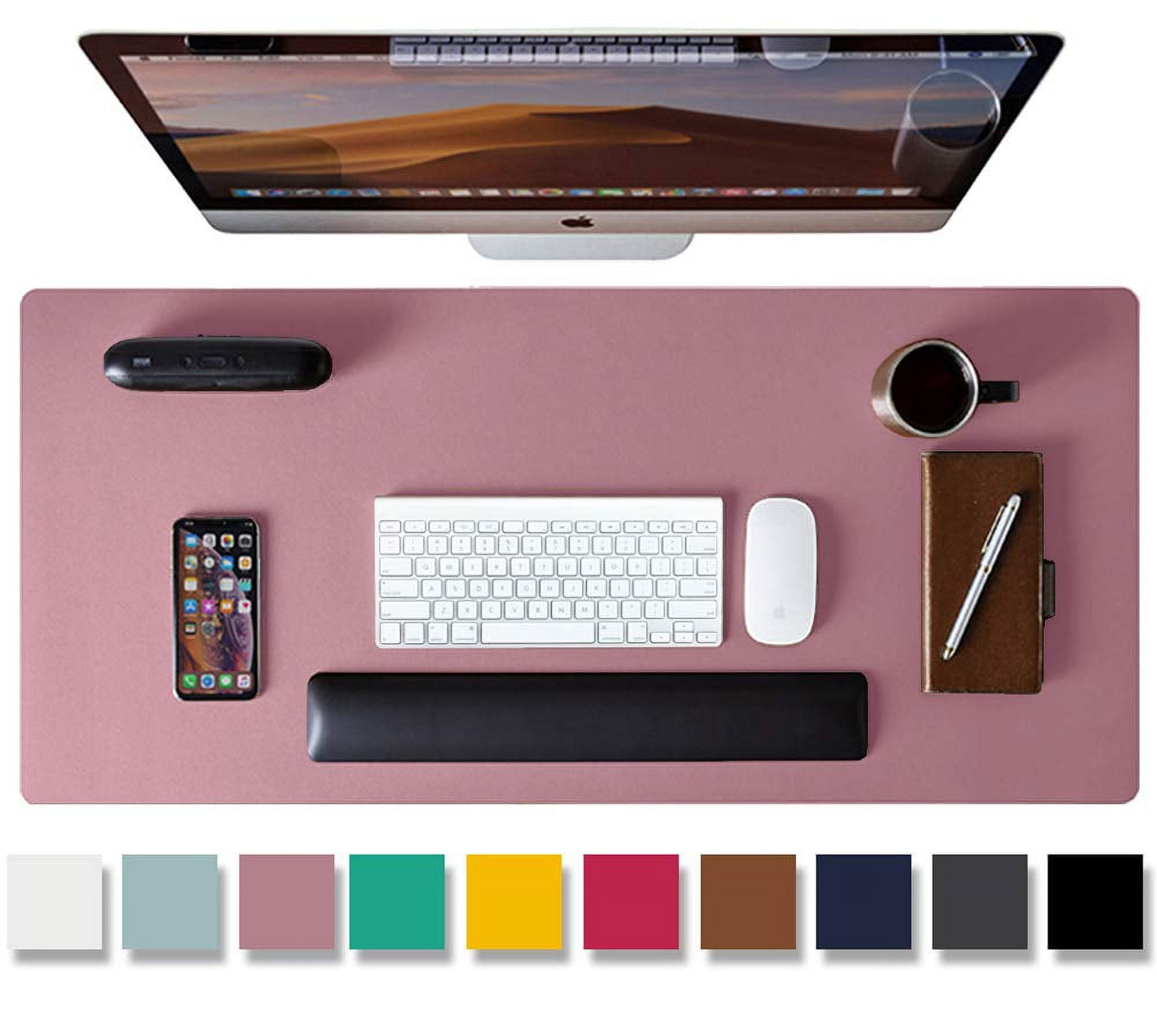 Aothia Leather Desk Pad Protector ,Office Mouse Pad,36" x 17",DarkPink ...