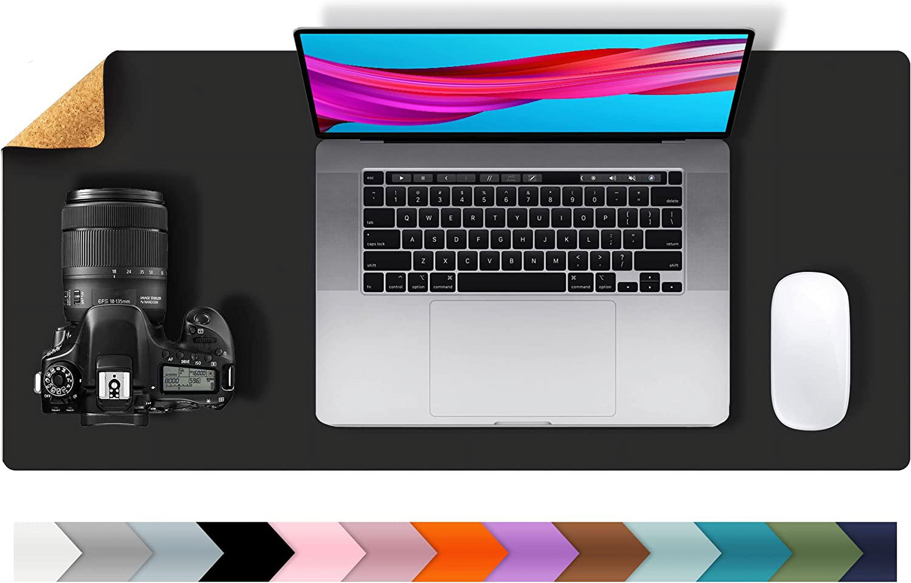 Aothia Office Desk Pad, Natural Cork & PU Leather Dual Side Large Mouse ...