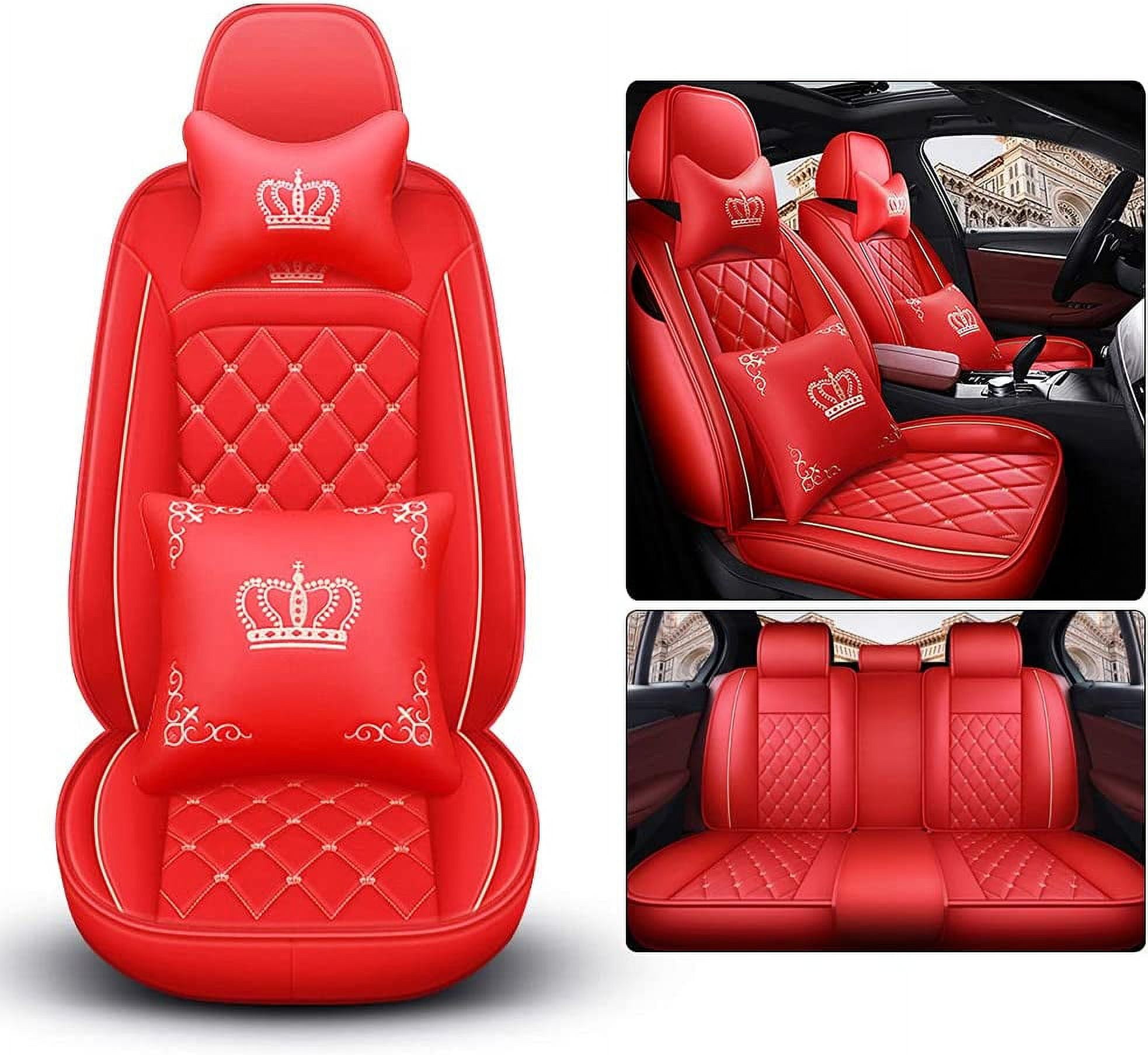 Aotiyer Full Set Car Seat Covers, Crown PU Leather Car Seat Cover Full ...