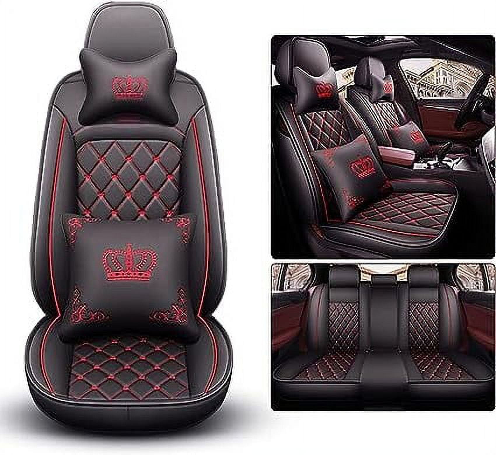 Aotiyer Full Set Car Seat Covers, Crown PU Leather Car Seat Cover Full ...