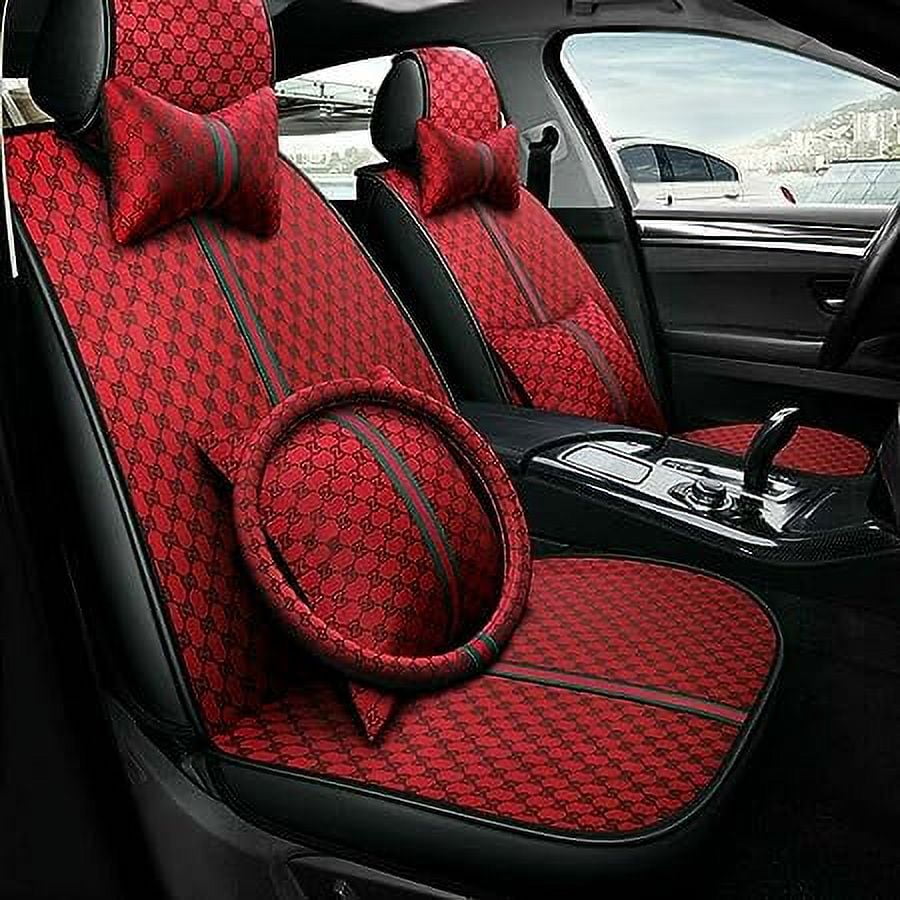 Aotiyer Universal Black & Red, Faux Leather, Breathable, Universal Car ...