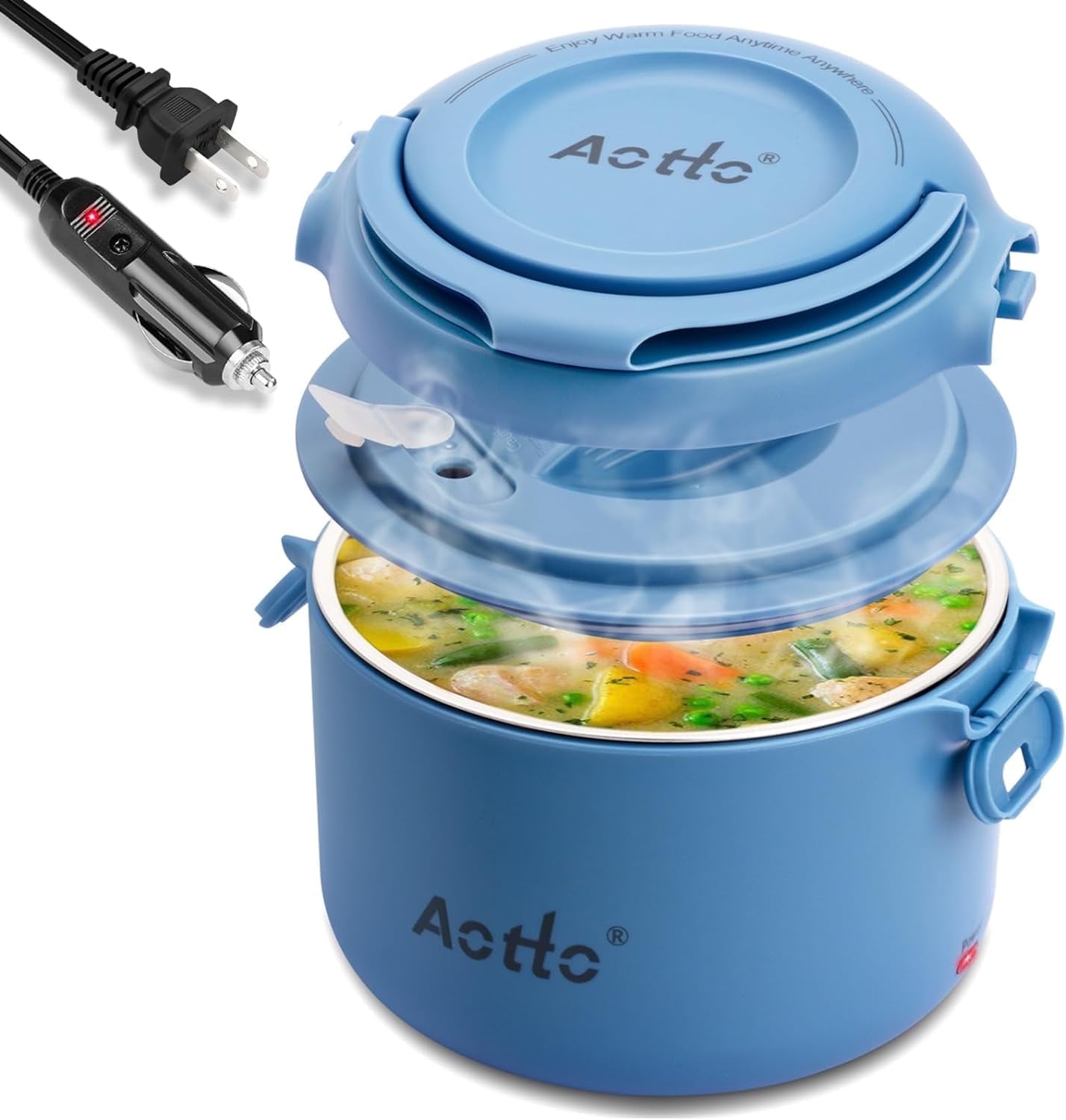Aotto Electric Lunch Box, 32 oz Portable Food Warmer for Adults, 3-in-1 ...