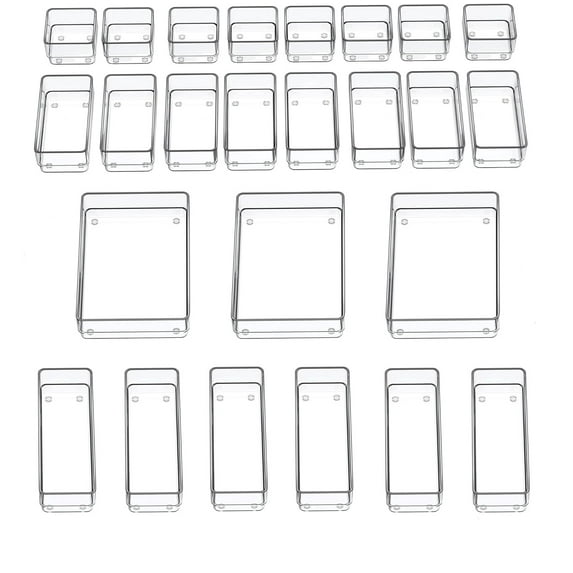 Aotto Clear Plastic Drawer Organizers Set of 25, 4-Size Versatile ...