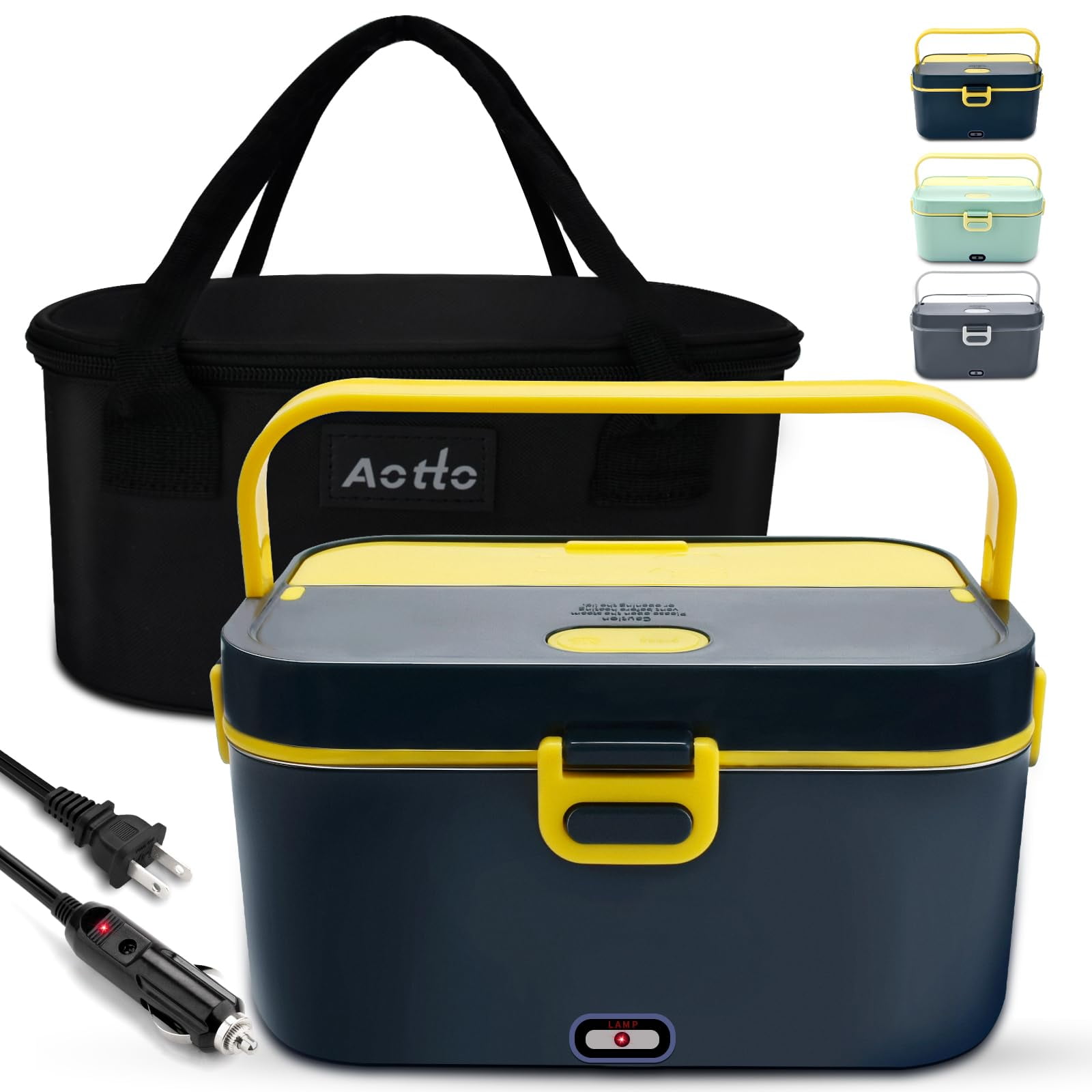 Aotto Electric Lunch Box 2L, 90W Fast Heating (12V/24V/110V) Heated Portable Food Warmer for Car ...